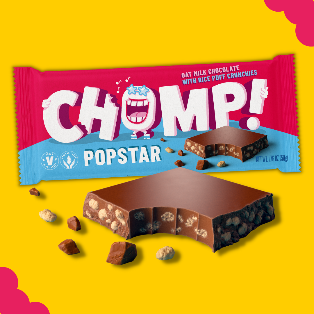 Chomp! Chocolate - Chomp! Popstar Crispy Rice Vegan Milk Chocolate Bar ...